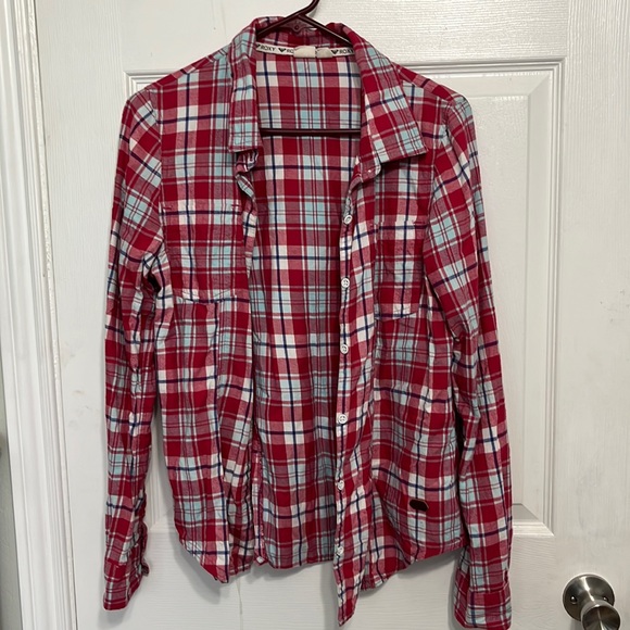 Roxy | Tops | Roxy Red Plaid Flannel Shirt | Poshmark